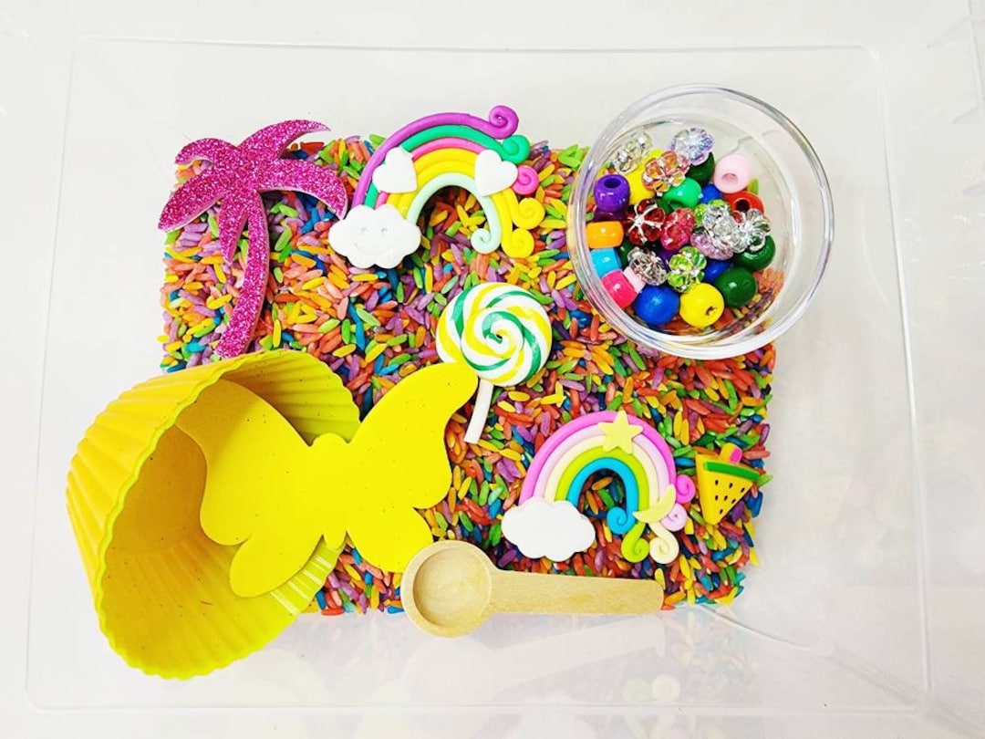 Vibrant Rainbow Colours Sensory Bin Set- Small . Rainbow Color Sensory ...