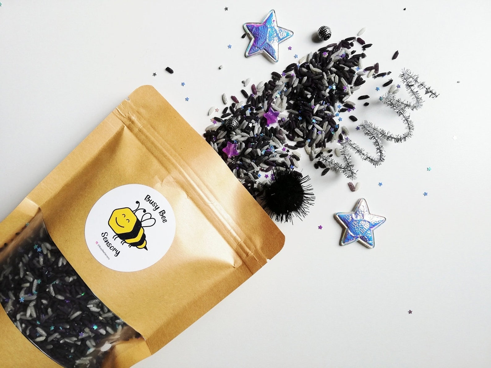 Space Sensory Rice Filler, 4 Cups of Coloured Rice or Chickpeas Filler ...