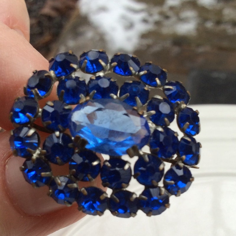 Blue Rhinestone Pin - Etsy
