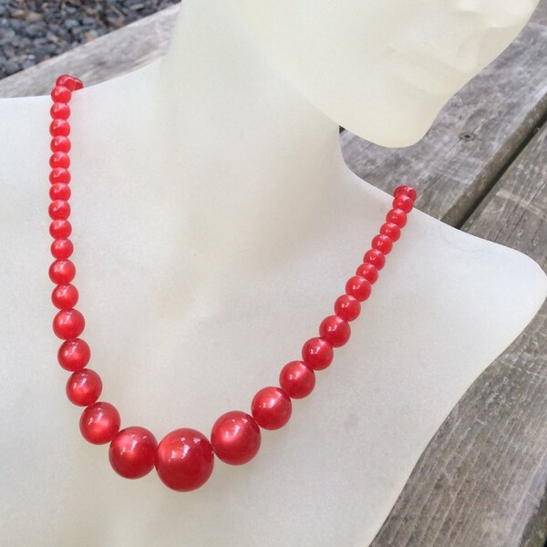 Red Bead Necklace - Etsy