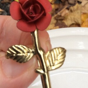 Vintage Single Stem Red Rose Brooch, Valentines Day Gifts for Her ...