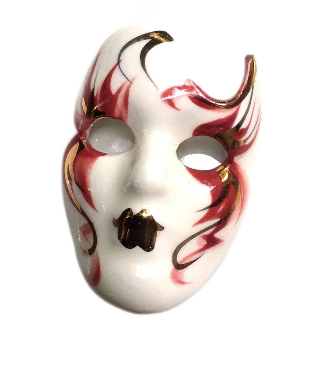 Vintage Porcelain French Mime Face Mask Brooch Mardi Gras New Orleans ...