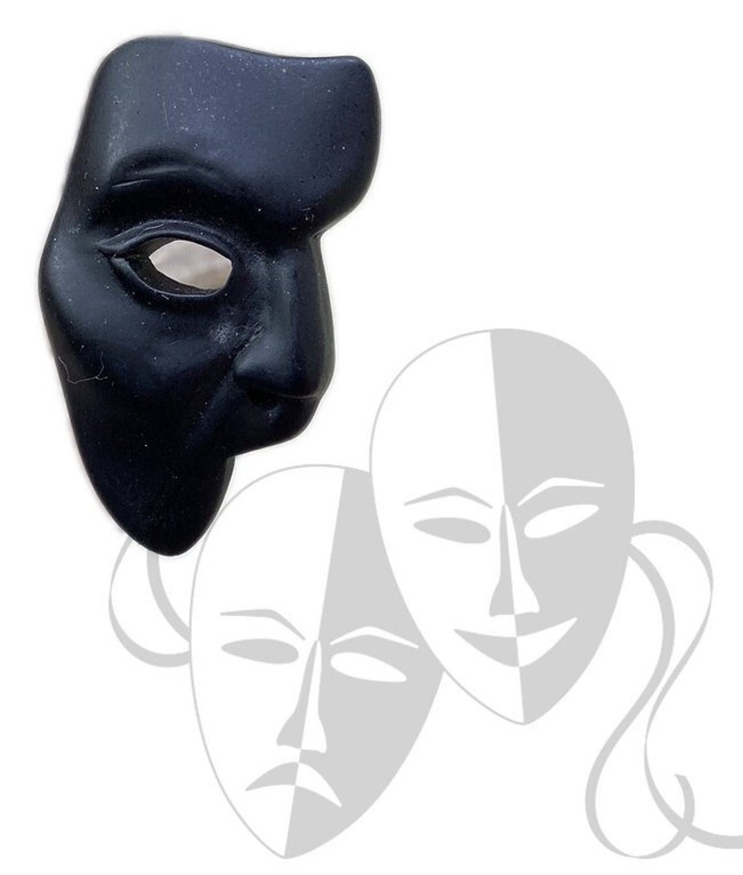 Vintage Phantom Opera Theatre Stage Face Mask Earrings, Goth Opera ...