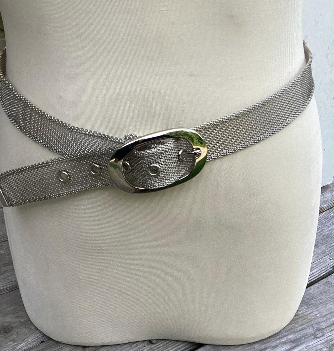 Vintage Luxury Metallic Silver Belt Tone Mesh Western Movie Stage ...