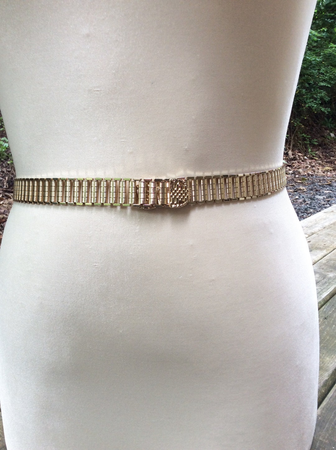 Vintage Fashion Belt Gold Tone Step Ladder Metallic Hip Versatile ...