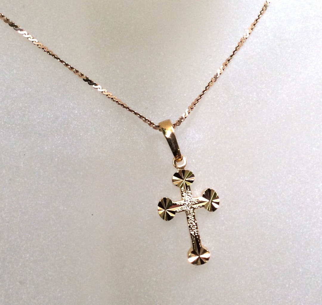 Vintage 10k Gold Cross Necklace Xuping Cross Religious Jewelry Retro ...