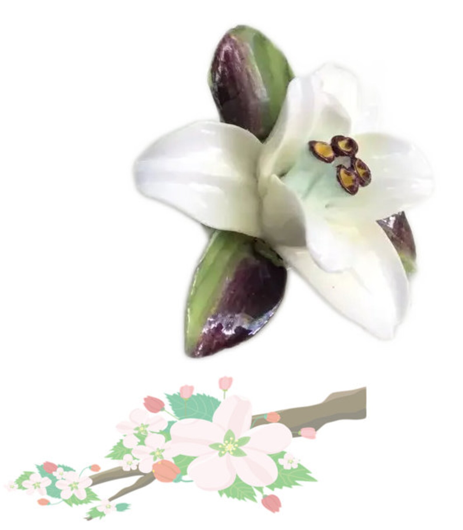 Vintage CARA 3D Brooch Bone China Staffordshire England Apple Cherry ...