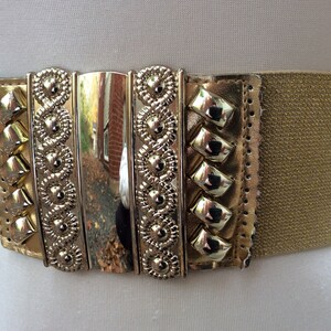 Vintage Wide Gold Belt Metallic Stretch Cinch Holiday Party Dance ...