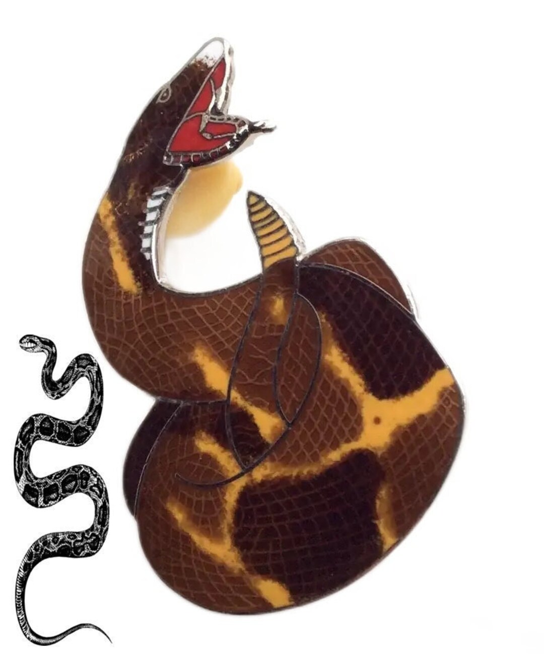 Vintage Rattle Serpent Snake Enamel Pin, Year of the Snake Tack Tie ...