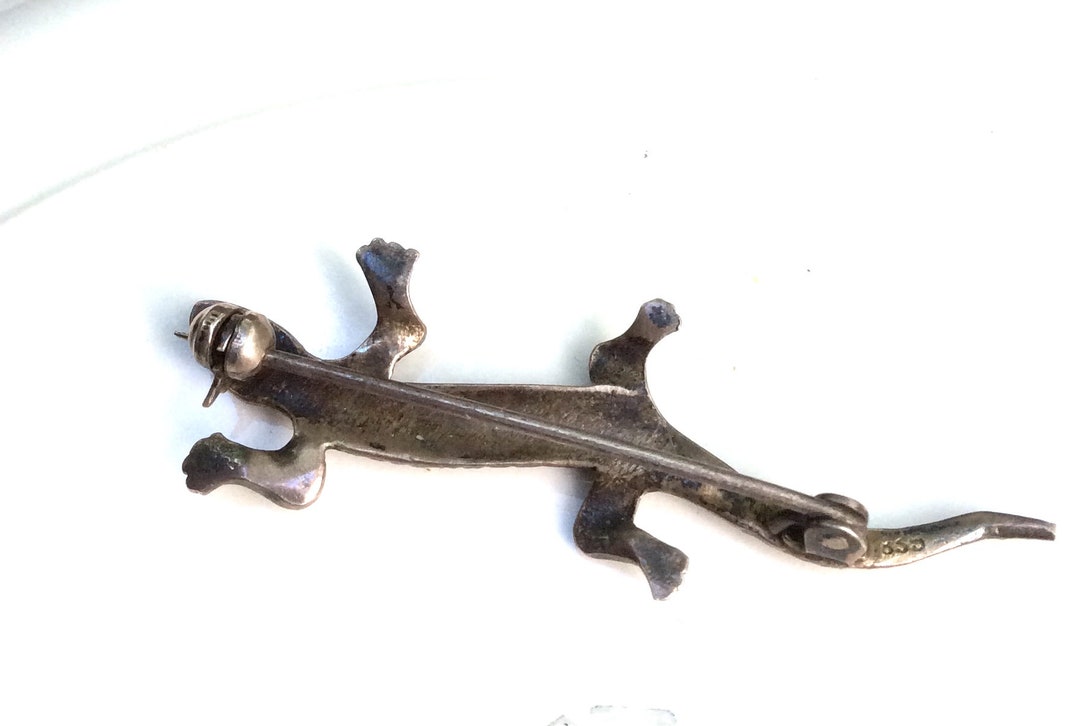 Vintage Sterling Silver Salamander Brooch Pin Lizard King Desert ...