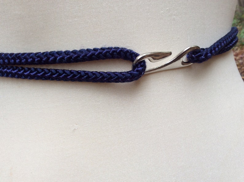 Vintage Women's Navy Nautical Rope Belt, Blue Creamy White Rose Gold ...