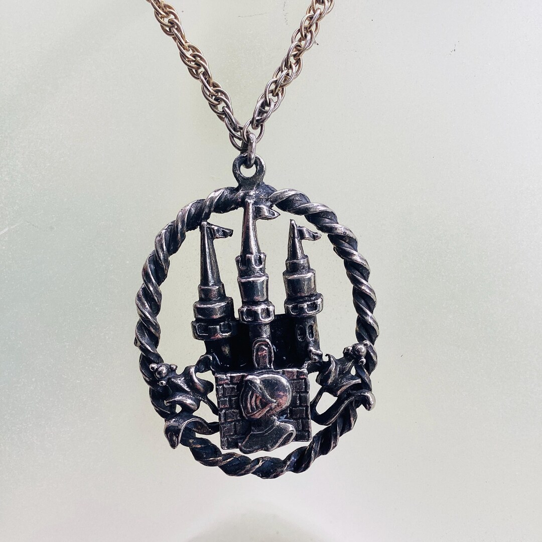 Vintage Gothic Castle Necklace Coro Goth Halloween Pendant Designer ...
