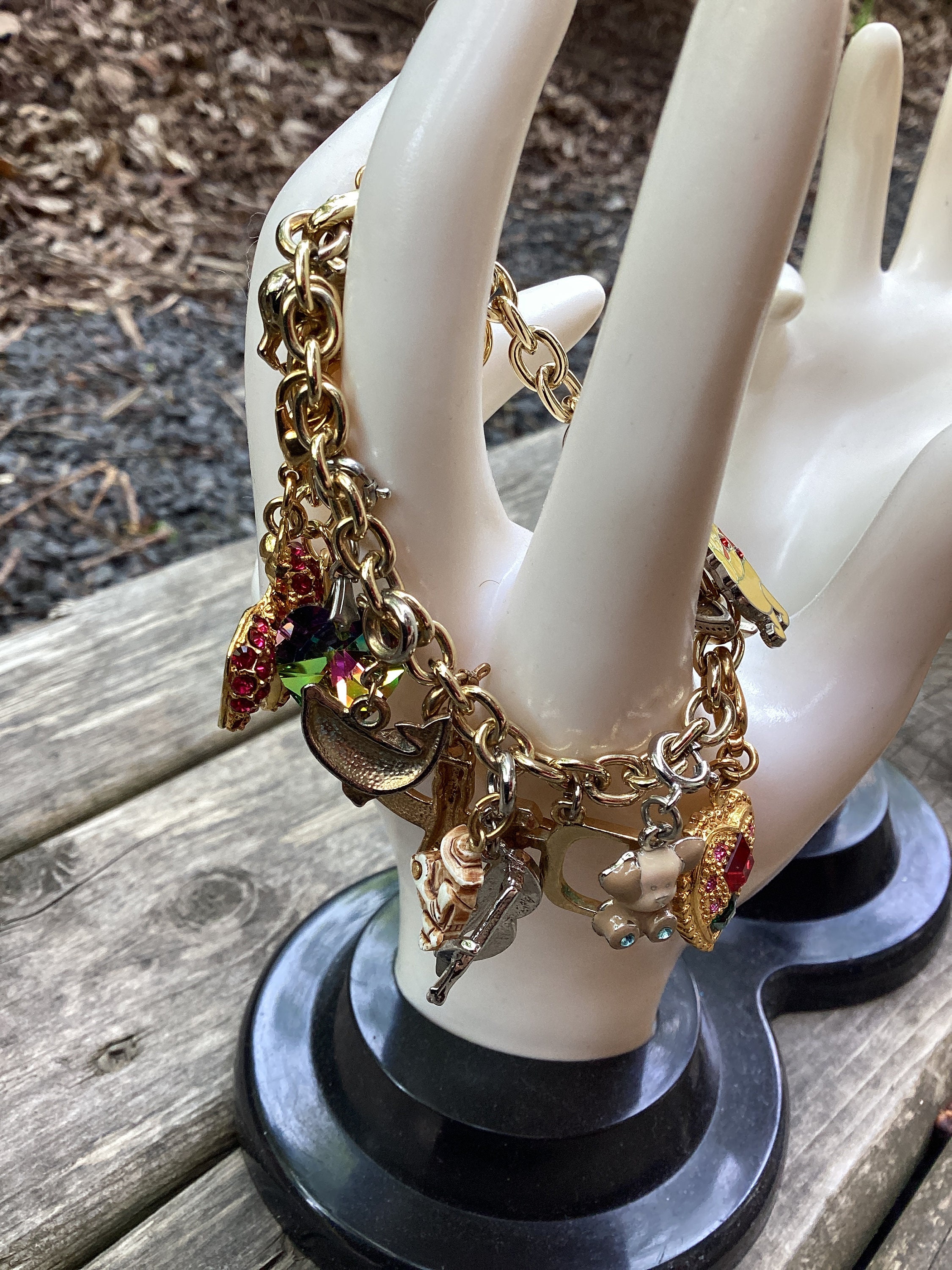 Vintage Global Travel Charm Bracelet Retro Chain Link Sterling Silver ...
