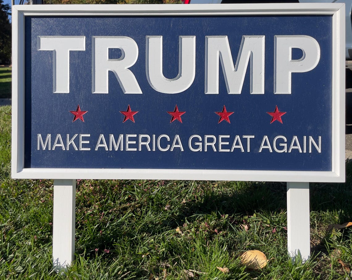Wooden Carved TRUMP Sign. Make America Great Again. 24x12” Yard Sign ...