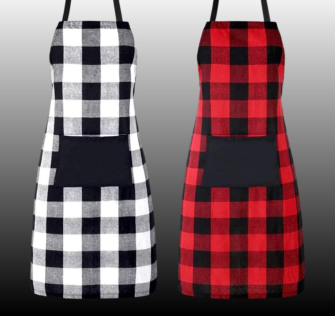 Aprons Red Checkered Apron Cleaning Supplies etna.com.pe