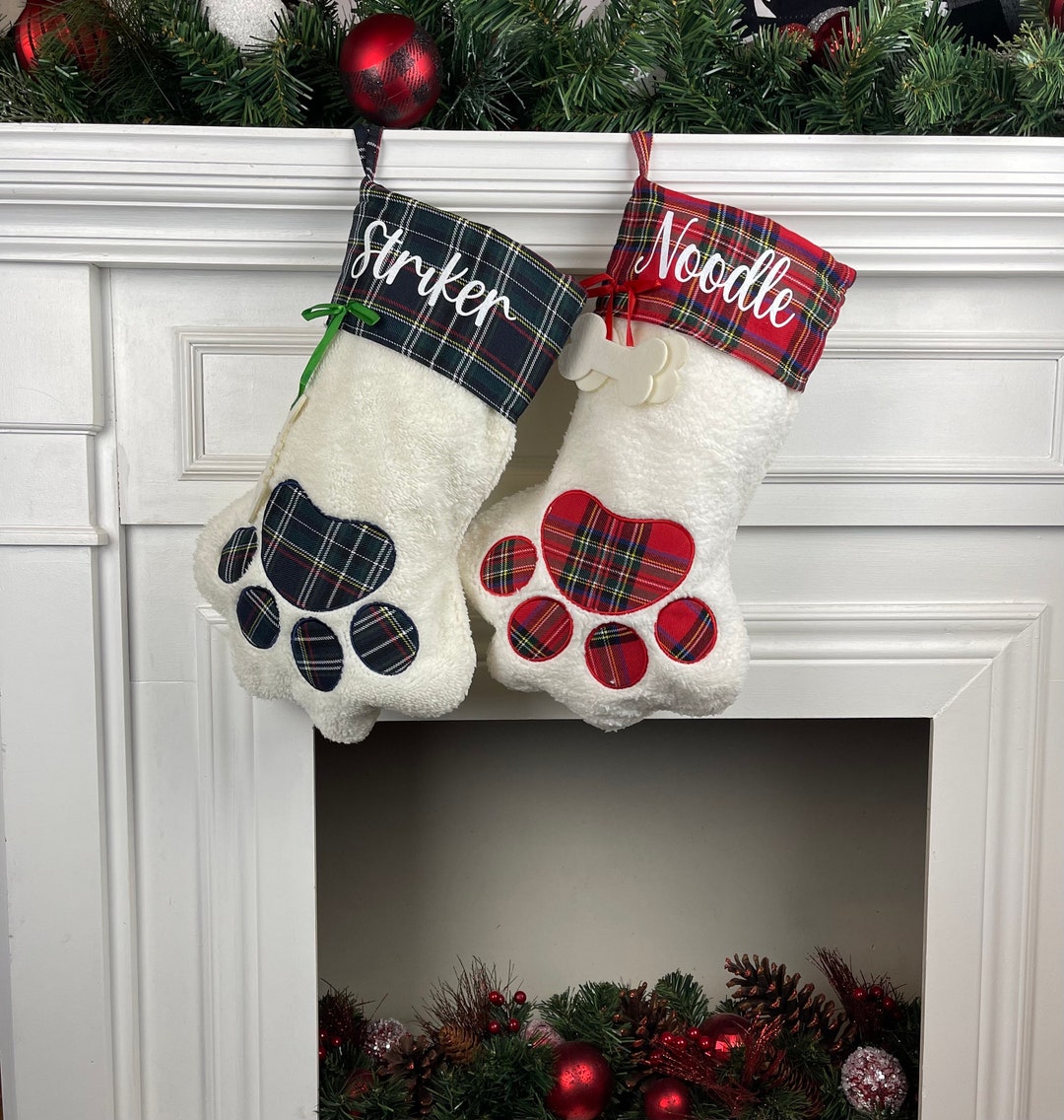 Personalized Christmas Paw Print Stockings. Cat, Dog, Pet Stocking - Etsy