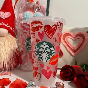 Valentines Day Cold Cup With Hearts - Etsy UK