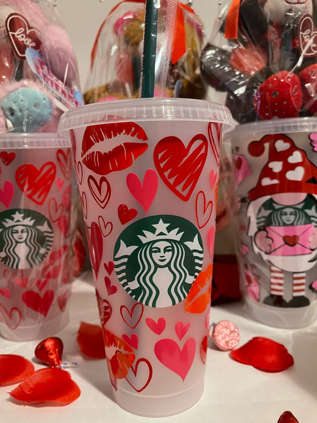 Valentines Day Cold Cup With Hearts - Etsy UK