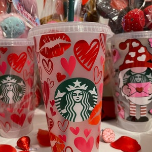 Valentines Day Cold Cup With Hearts - Etsy UK
