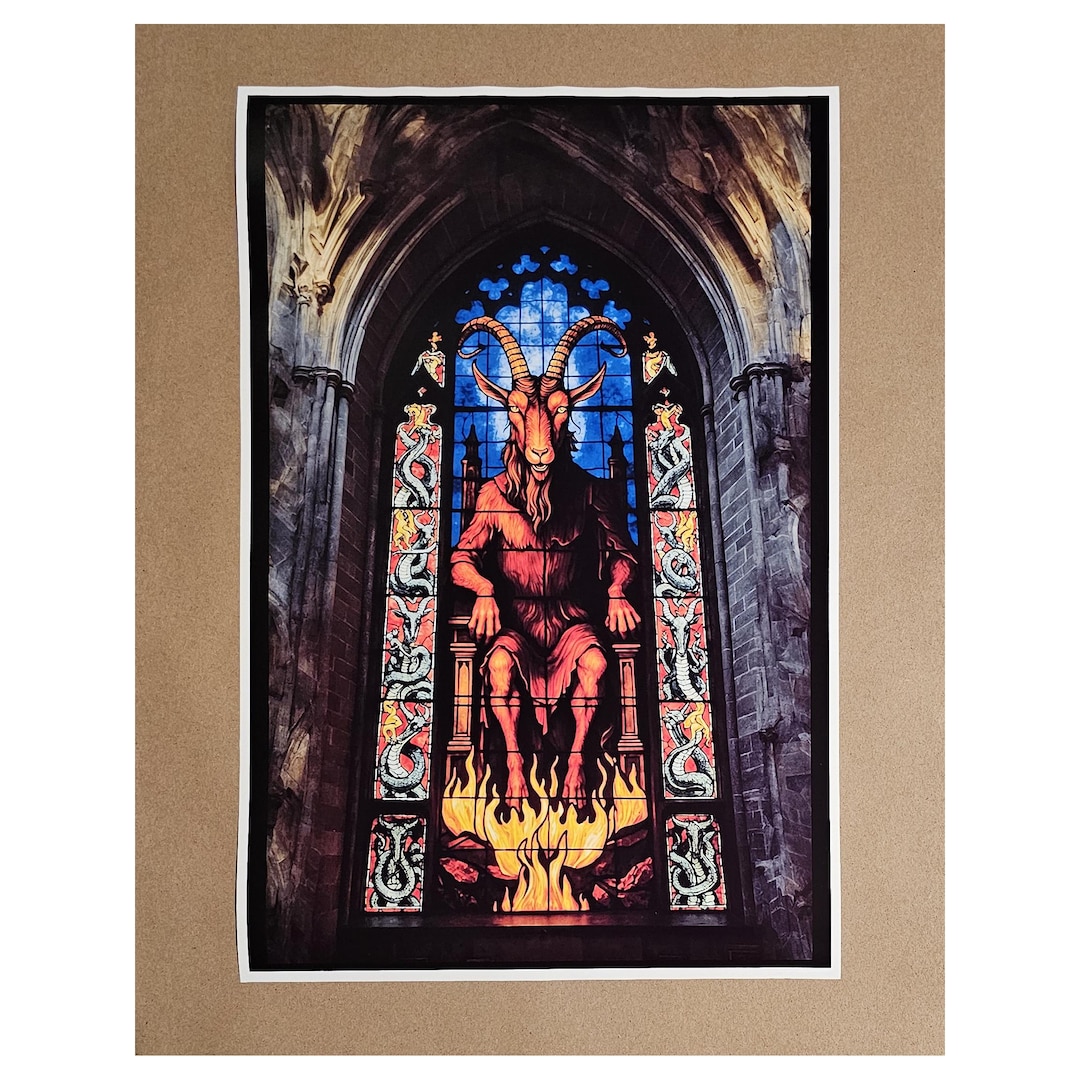 Stained Glass Goat Poster Satanic Baphomet Art CHOOSE STYLE and SIZE ...