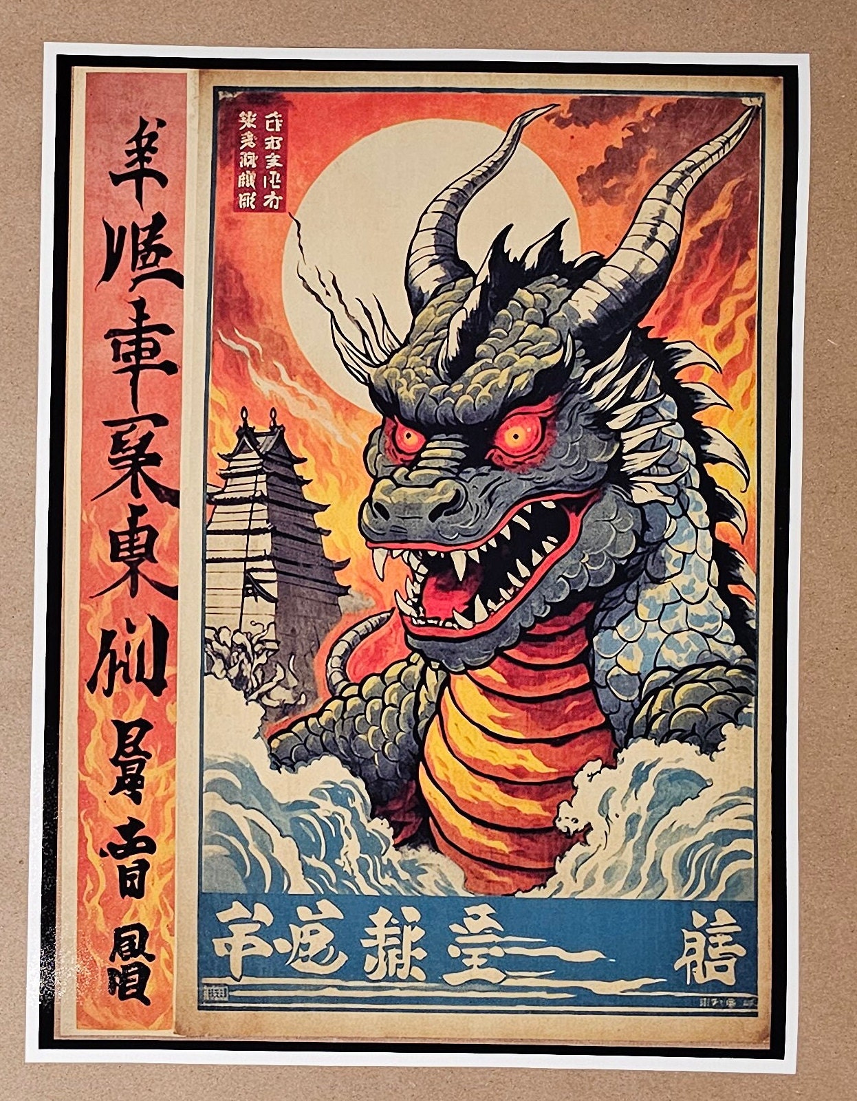 Japanese Edo Godzilla Demon Poster Oriental Sekiro Nioh Game Room Art ...