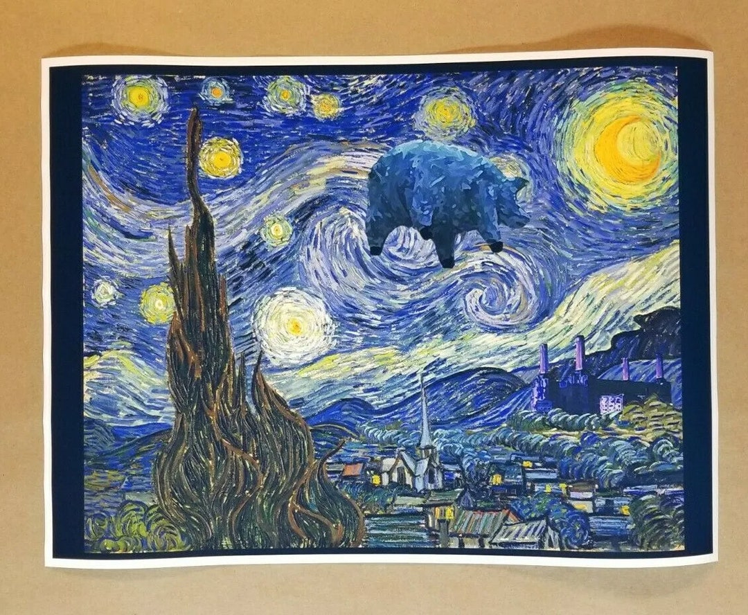 Pink Floyd Starry Night Poster Print - Van Gogh Animals Pig Roger ...