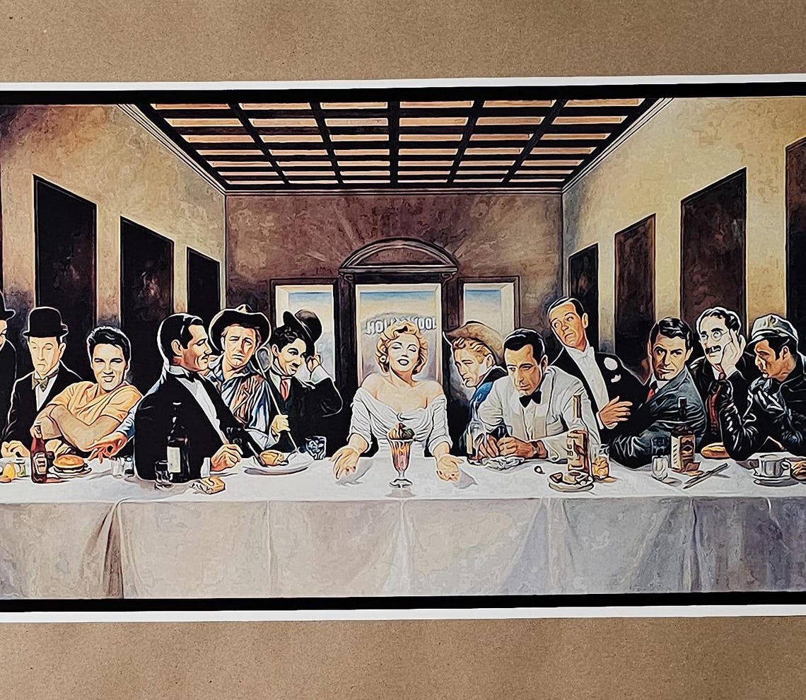 Hollywood Last Supper Poster 12" X 24" Restaurant Bar Marylin Monroe ...