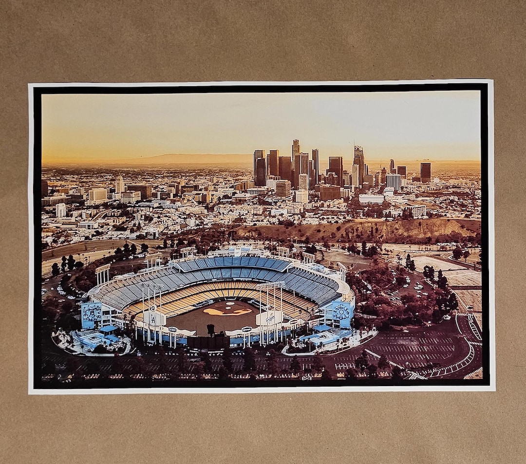 Los Angeles Dodgers Stadium City Skyline Print - Baseball World Series ...