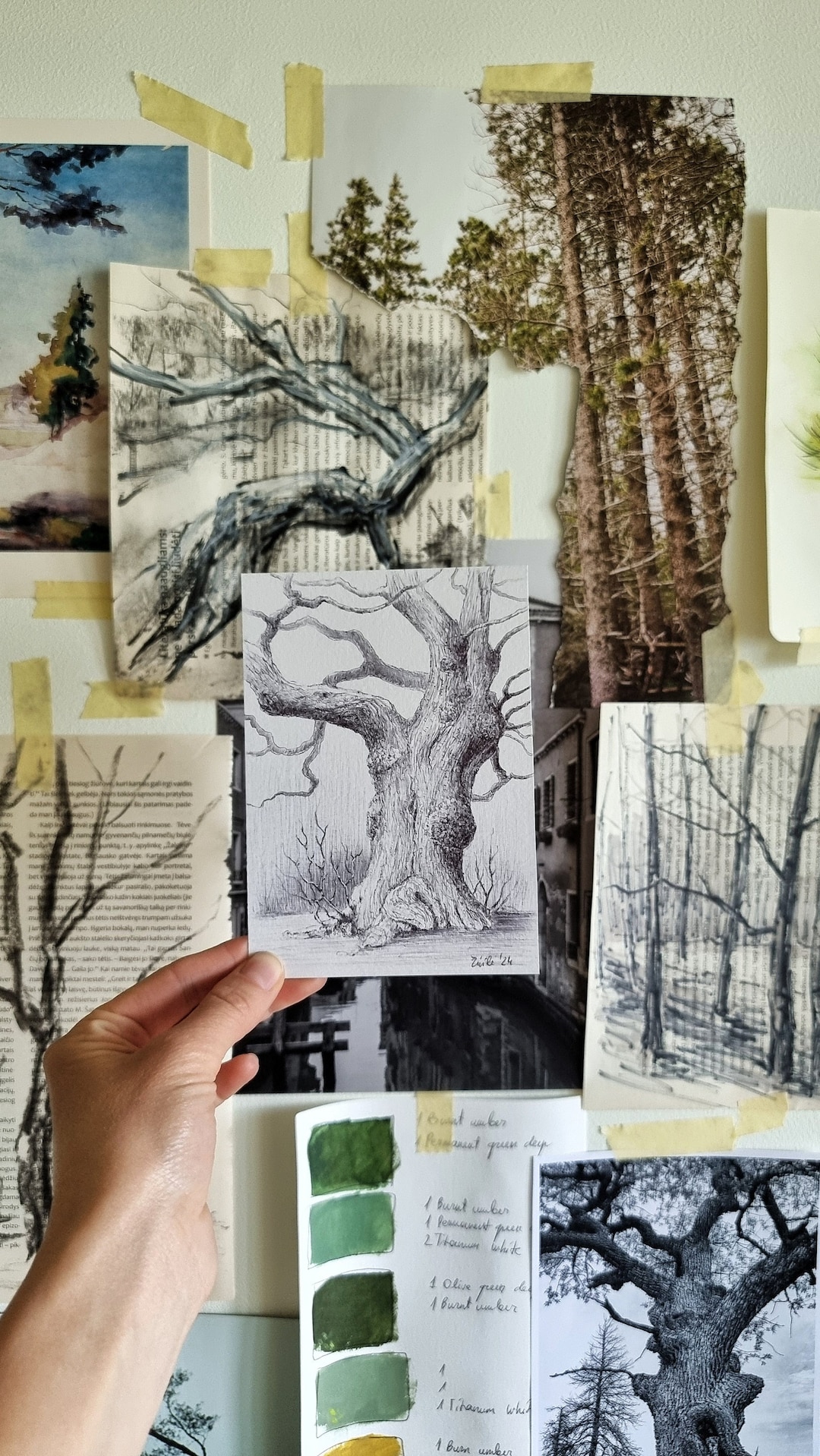 Oak Tree Still Life Painting on Paper Tree of Life Original Ink Drawing ...