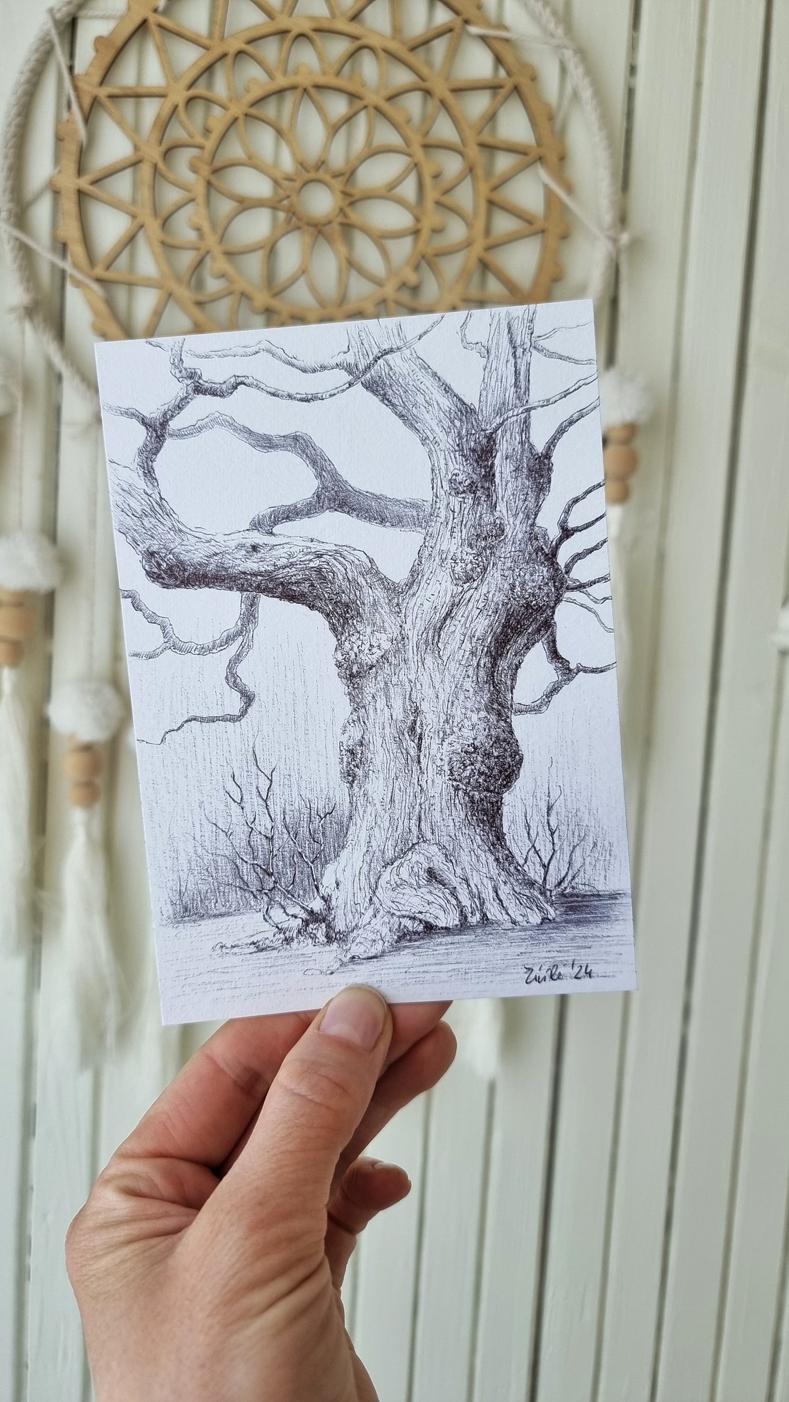 Oak Tree Still Life Painting on Paper Tree of Life Original Ink Drawing ...