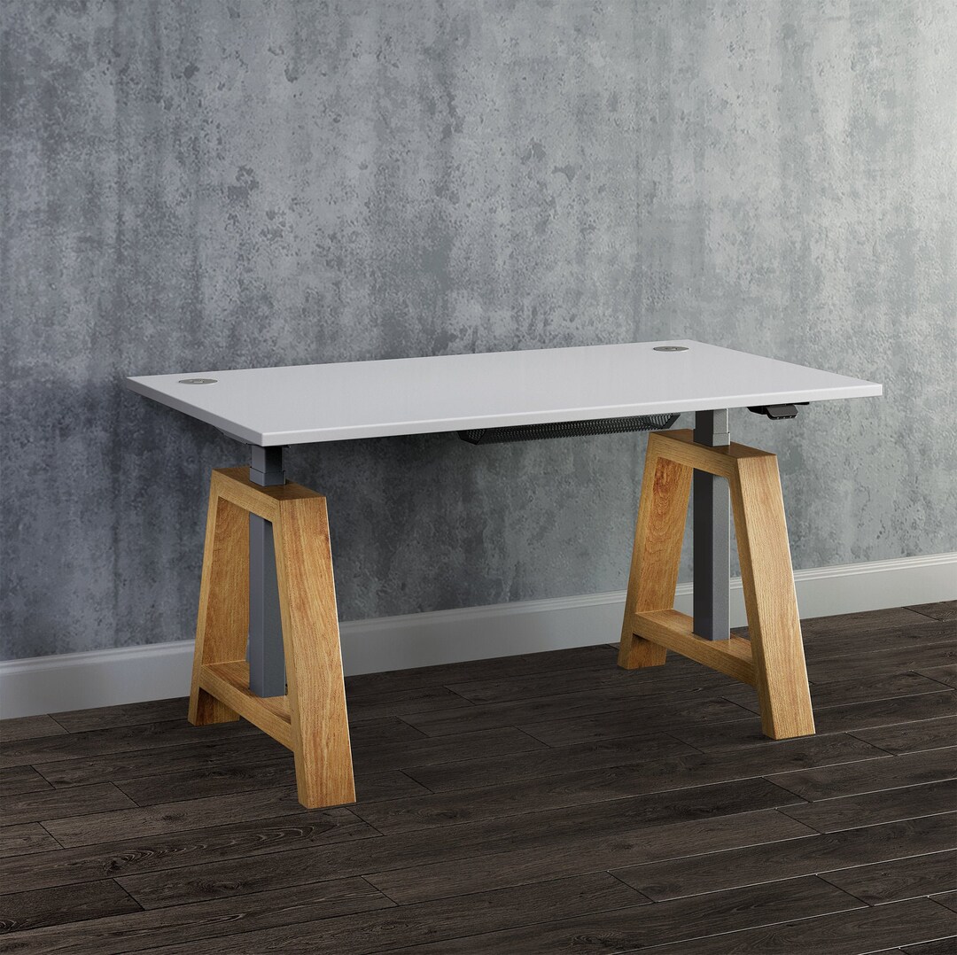 MT Millar 1400 X 800 A Tenon Height Adjustable Desk Sit Stand Desk Wood ...