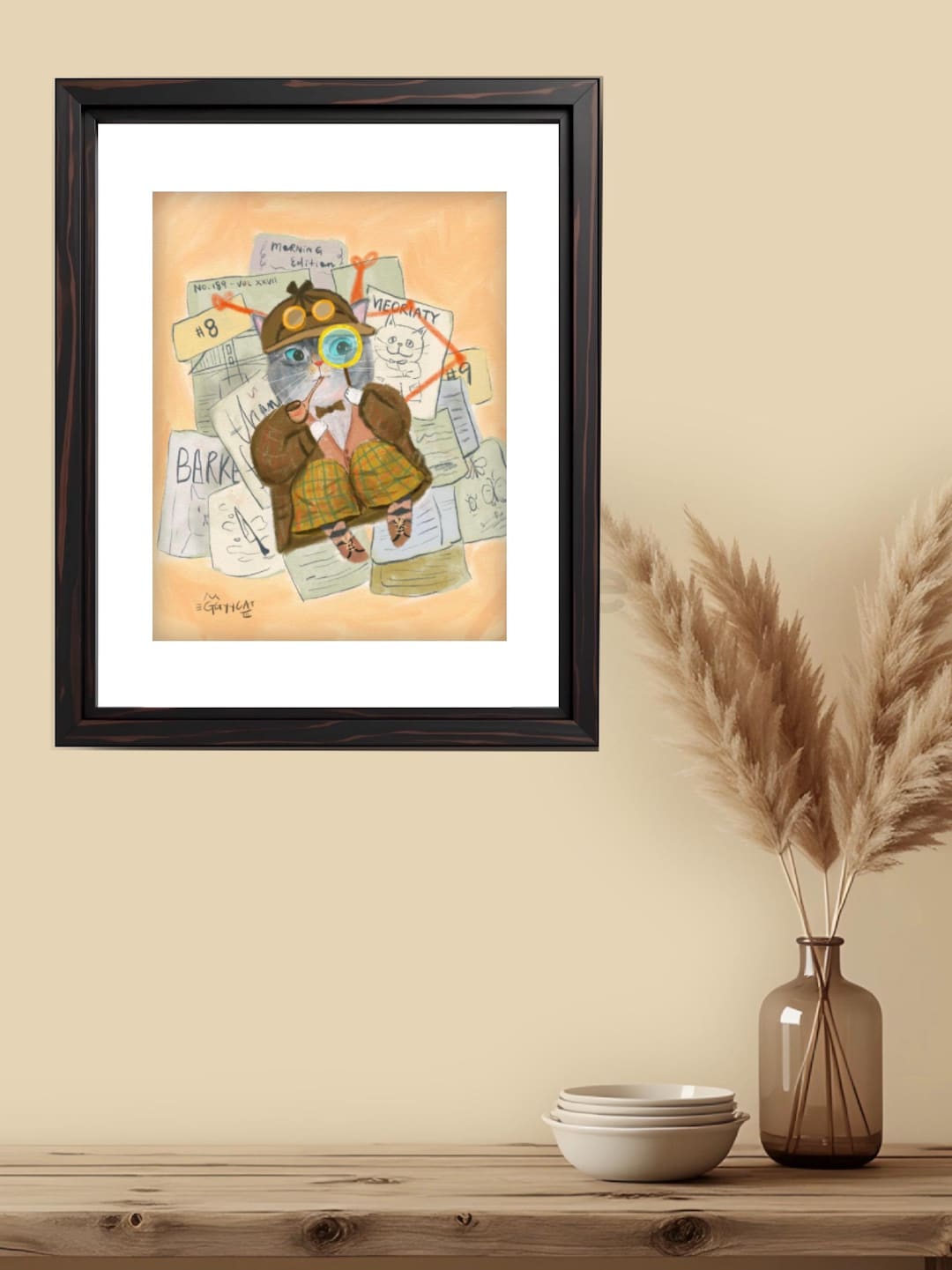 Sherlock Holmes Cat Art Print – Hand-drawn Feline Detective - Etsy