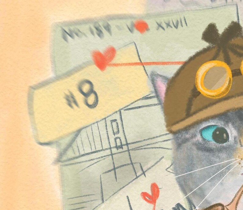 Sherlock Holmes Cat Art Print – Hand-drawn Feline Detective - Etsy
