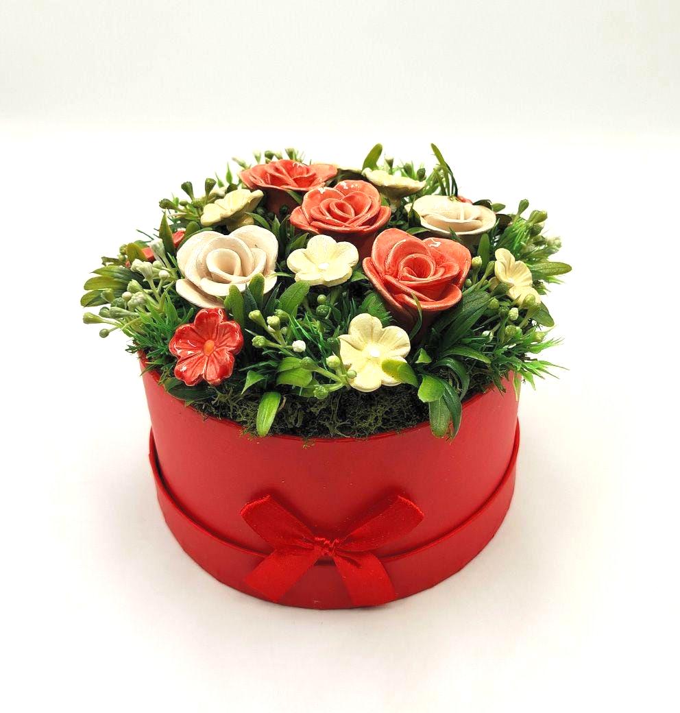 Rose Flower Box, Handmade Ceramic Flower Bouquet - Etsy