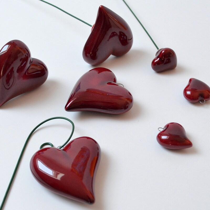 Red Ceramic Heart - Etsy