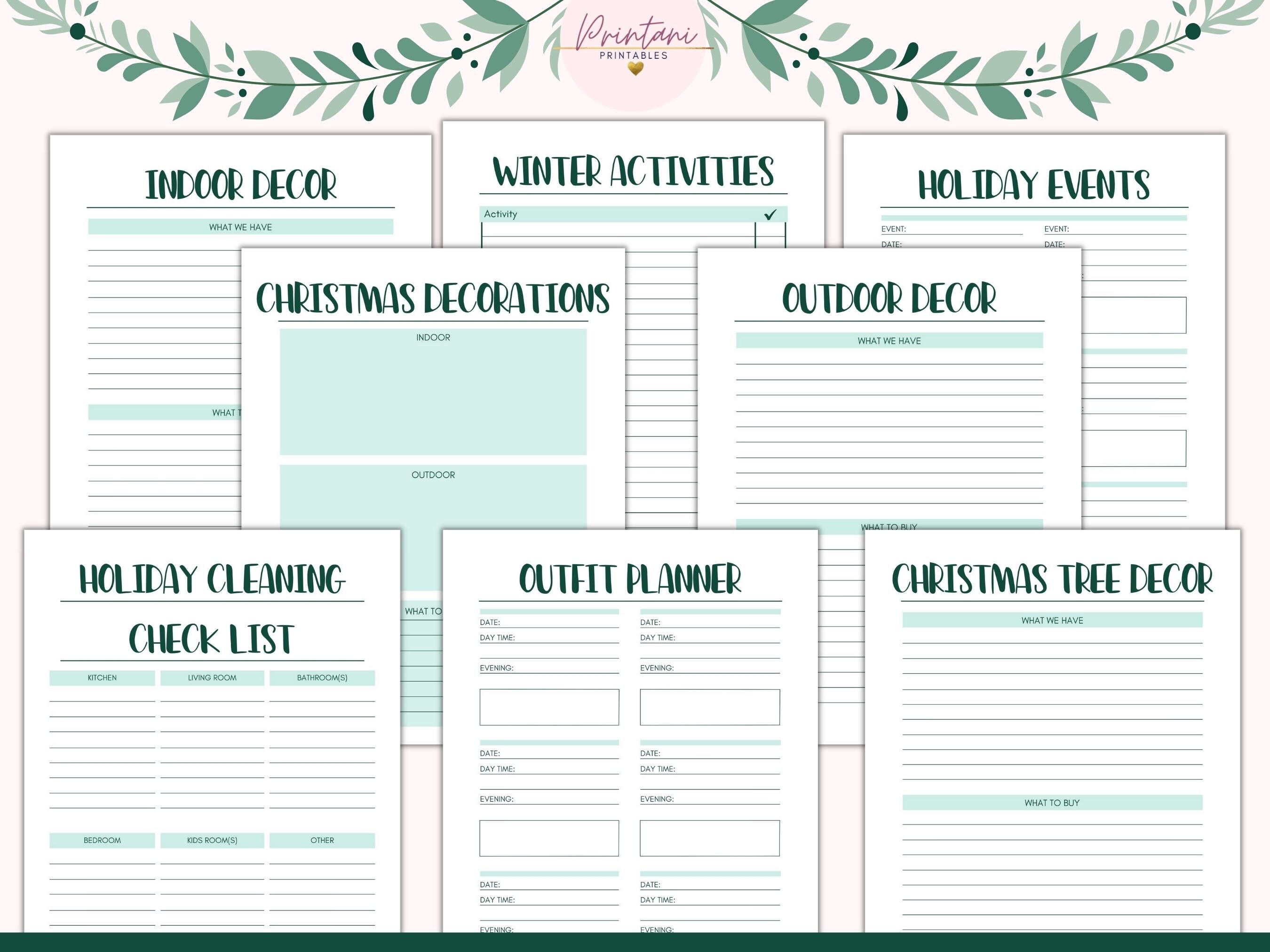 Ultimate Printable Christmas Planner, Green PDF Printable Holiday ...