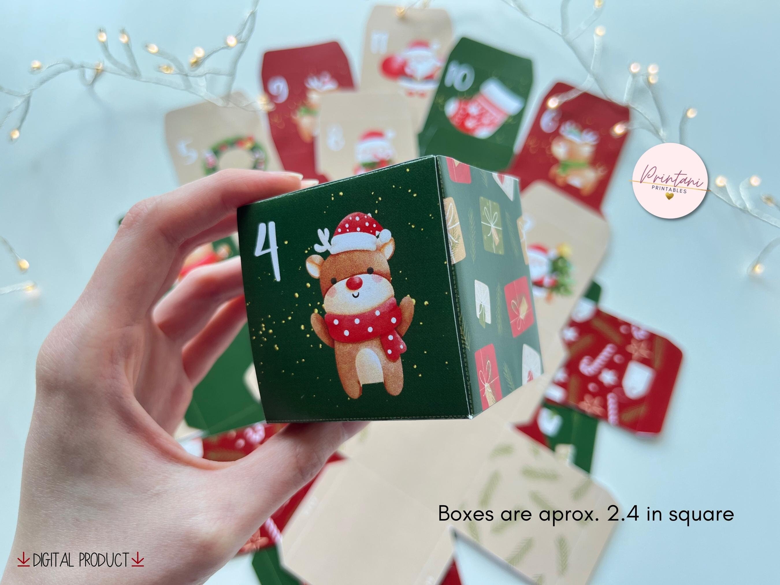 PRINTABLE Advent Calendar Foldable Boxes, Christmas Countdown Calendar ...