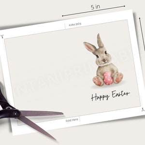Printable Easter Bunny Greeting Card, Happy Easter Printable Card, Cute ...