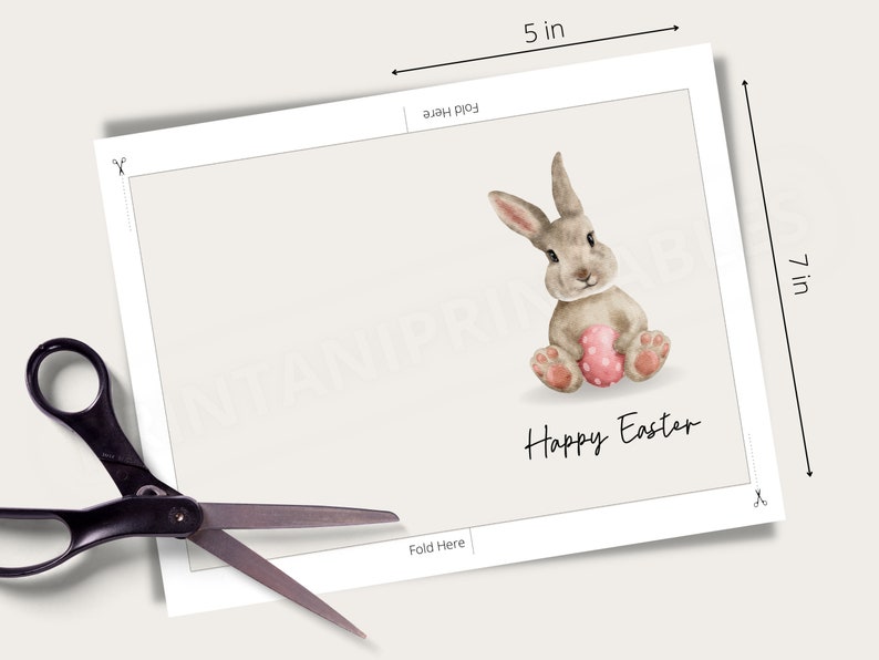 Printable Easter Bunny Greeting Card, Happy Easter Printable Card, Cute ...