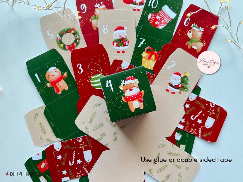 PRINTABLE Advent Calendar Foldable Boxes Christmas Countdown - Etsy UK