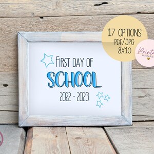 PRINTABLE First Day of School Sign, Blue Boy First Day of School Sign ...