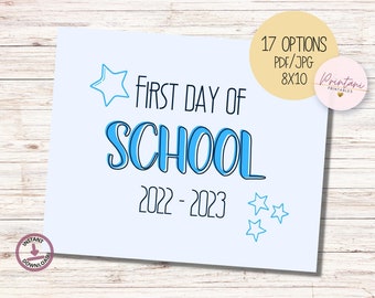 PRINTABLE First Day of School Sign, Boho Rainbow First Day of School ...