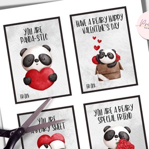 Kids Printable Happy Valentines Day Card, Classroom Valentine Panda ...