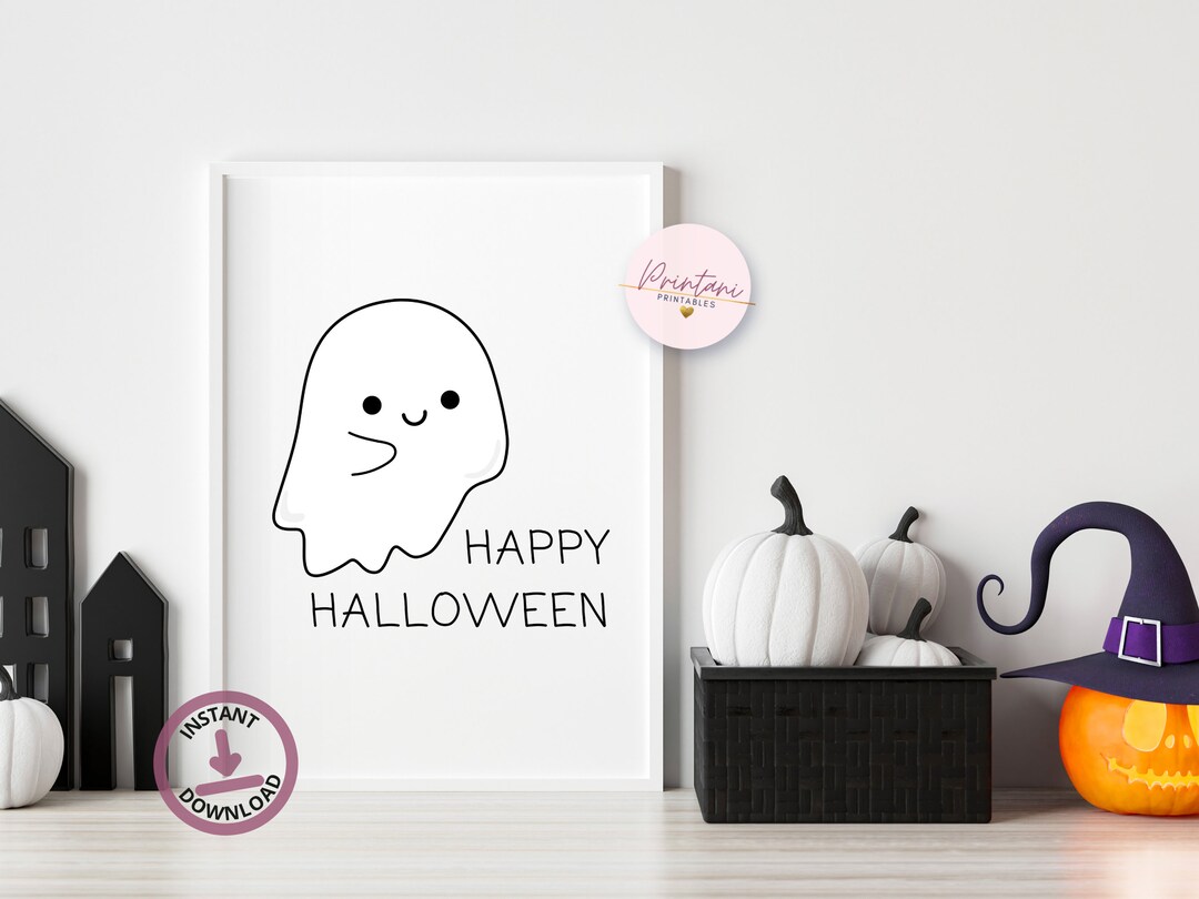 PRINTABLE Cute Halloween Minimalist Ghost Nursery Wall Art, Simple ...