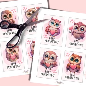 Kids Printable Happy Valentines Day Owl Card, Classroom Valentine Cute ...