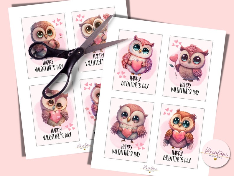 Kids Printable Happy Valentines Day Owl Card Classroom - Etsy