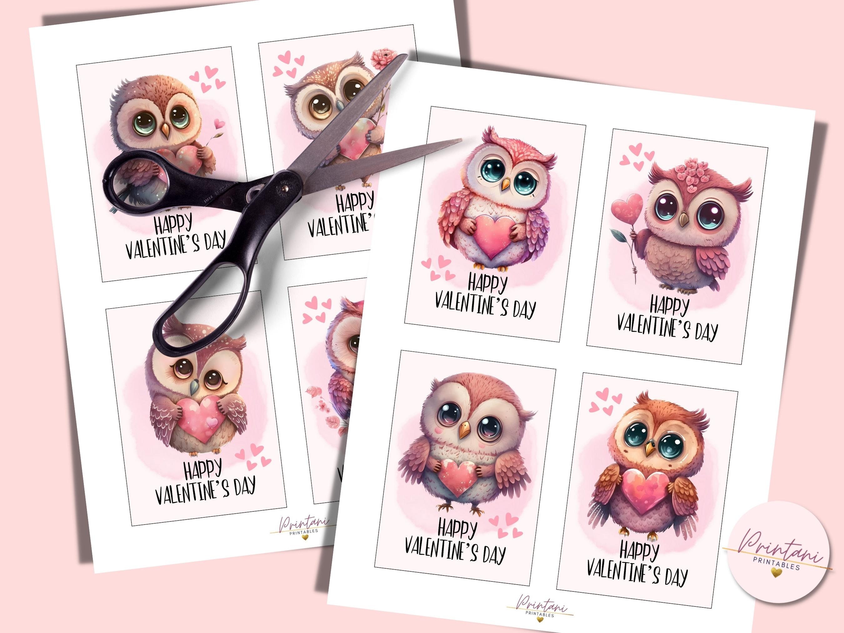 Kids Printable Happy Valentines Day Owl Card, Classroom Valentine Cute ...