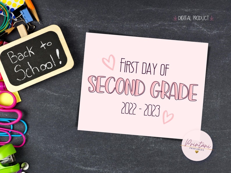 PRINTABLE First Day of School Sign, Pink Girl First Day of School Sign ...