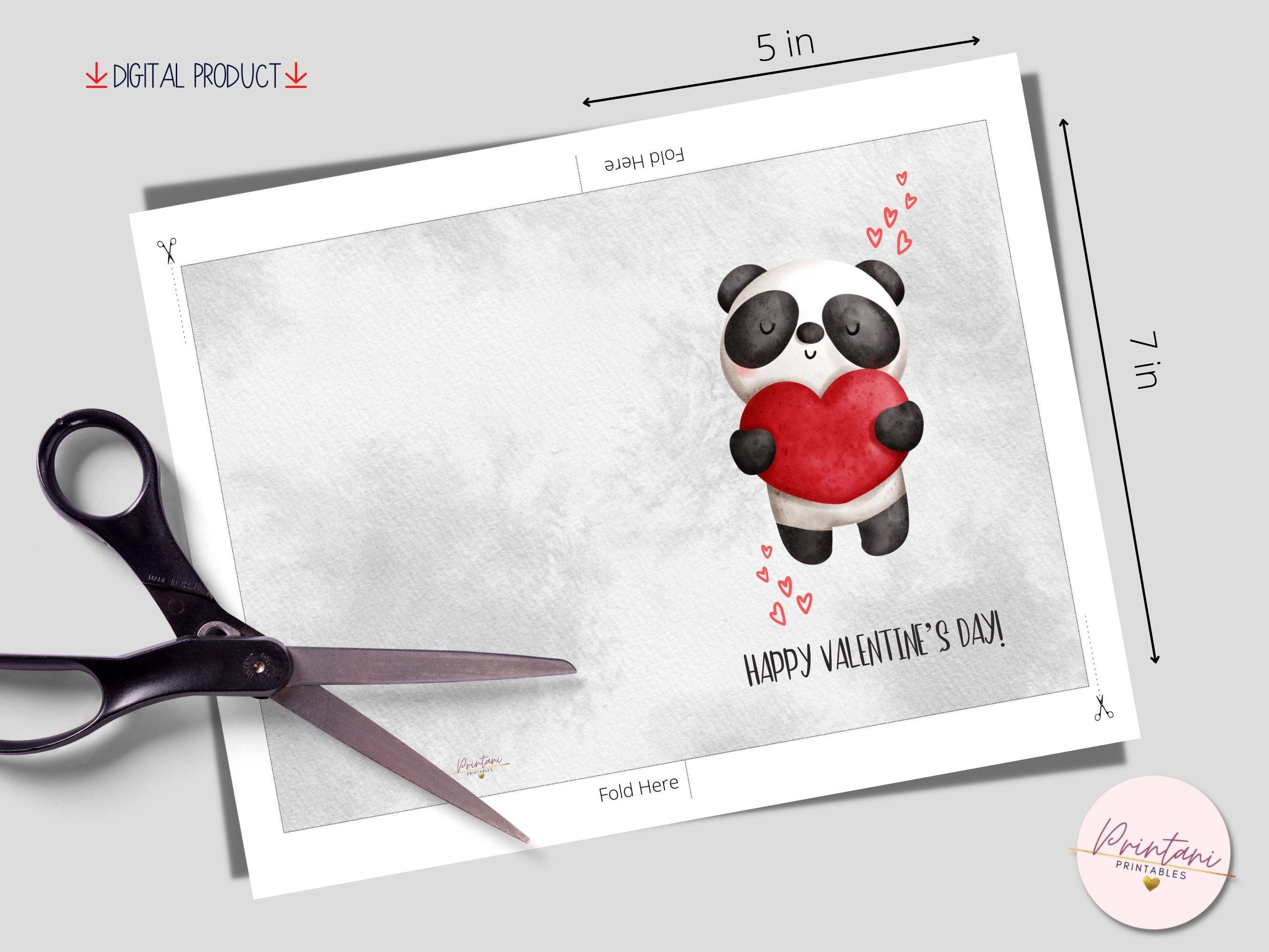 Printable Panda Happy Valentine Card Happy Valentine's - Etsy