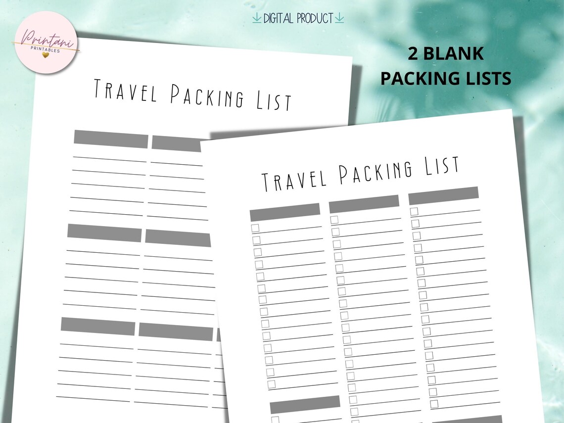Printable Simple Travel Check List, Minimal Travel Packing List ...